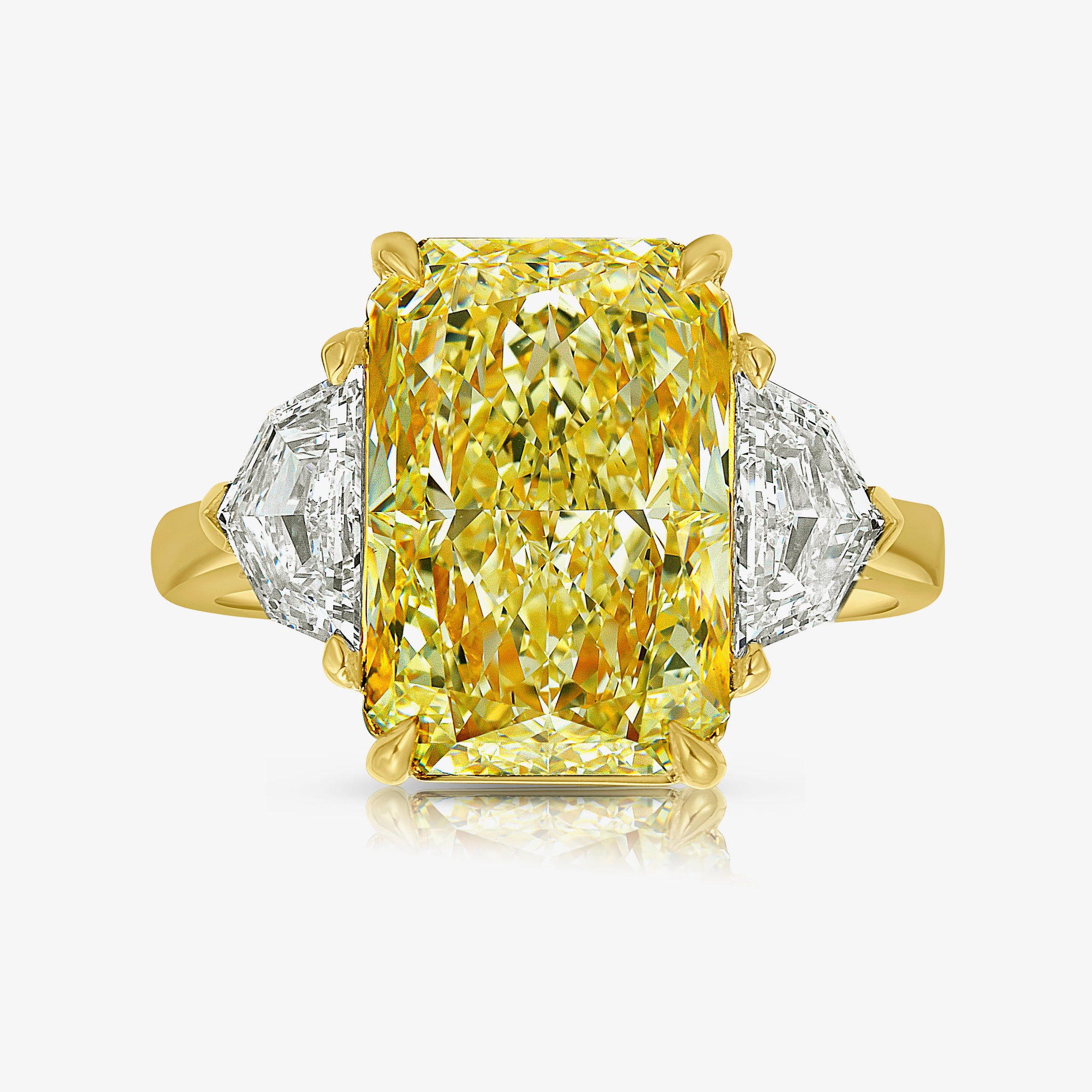 5 Carat Fancy Light Yellow Elongated Radiant Diamond Engagement Ring i ...
