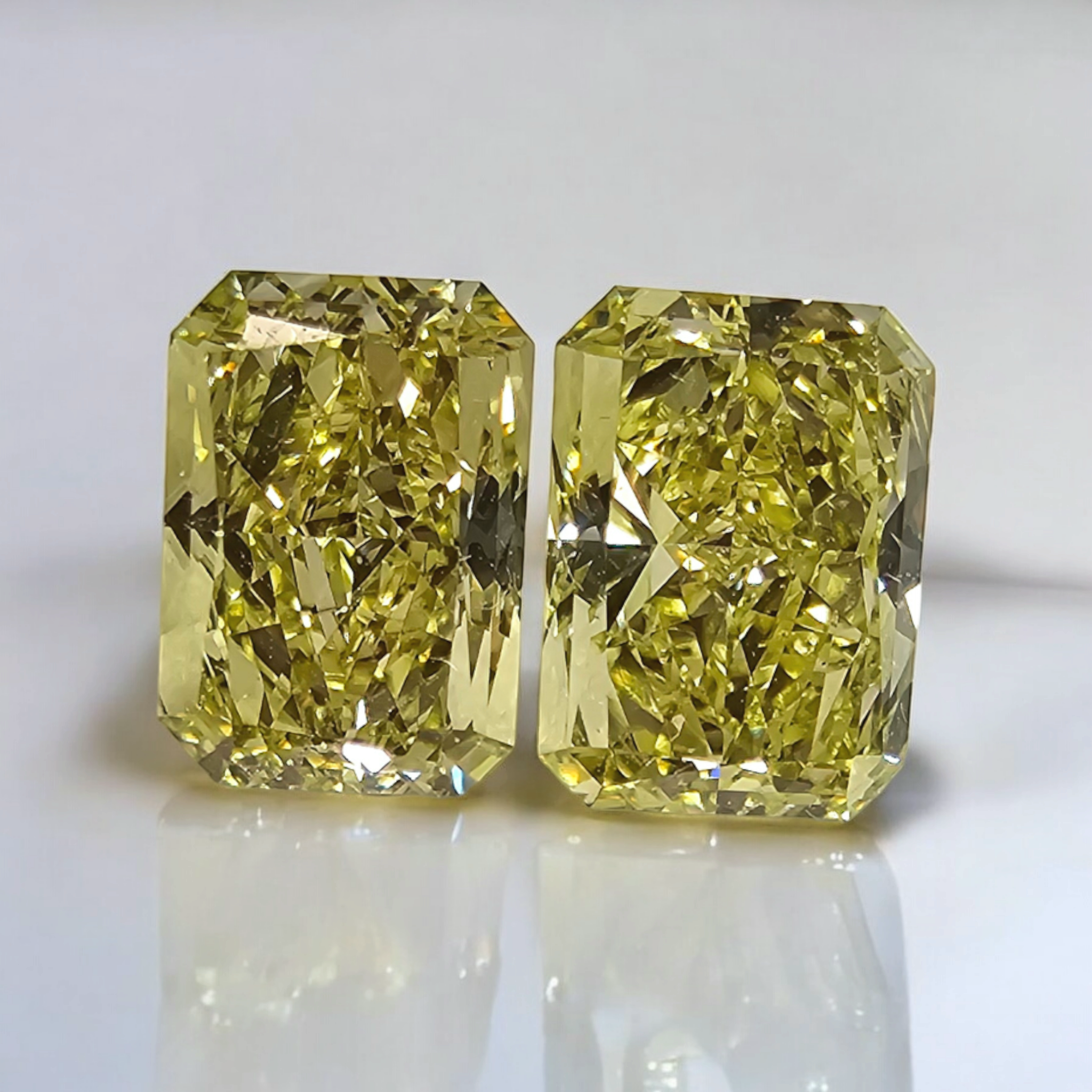 2 Carat each Fancy Yellow Heart Shape Diamonds Matched Pair – Rare Colors