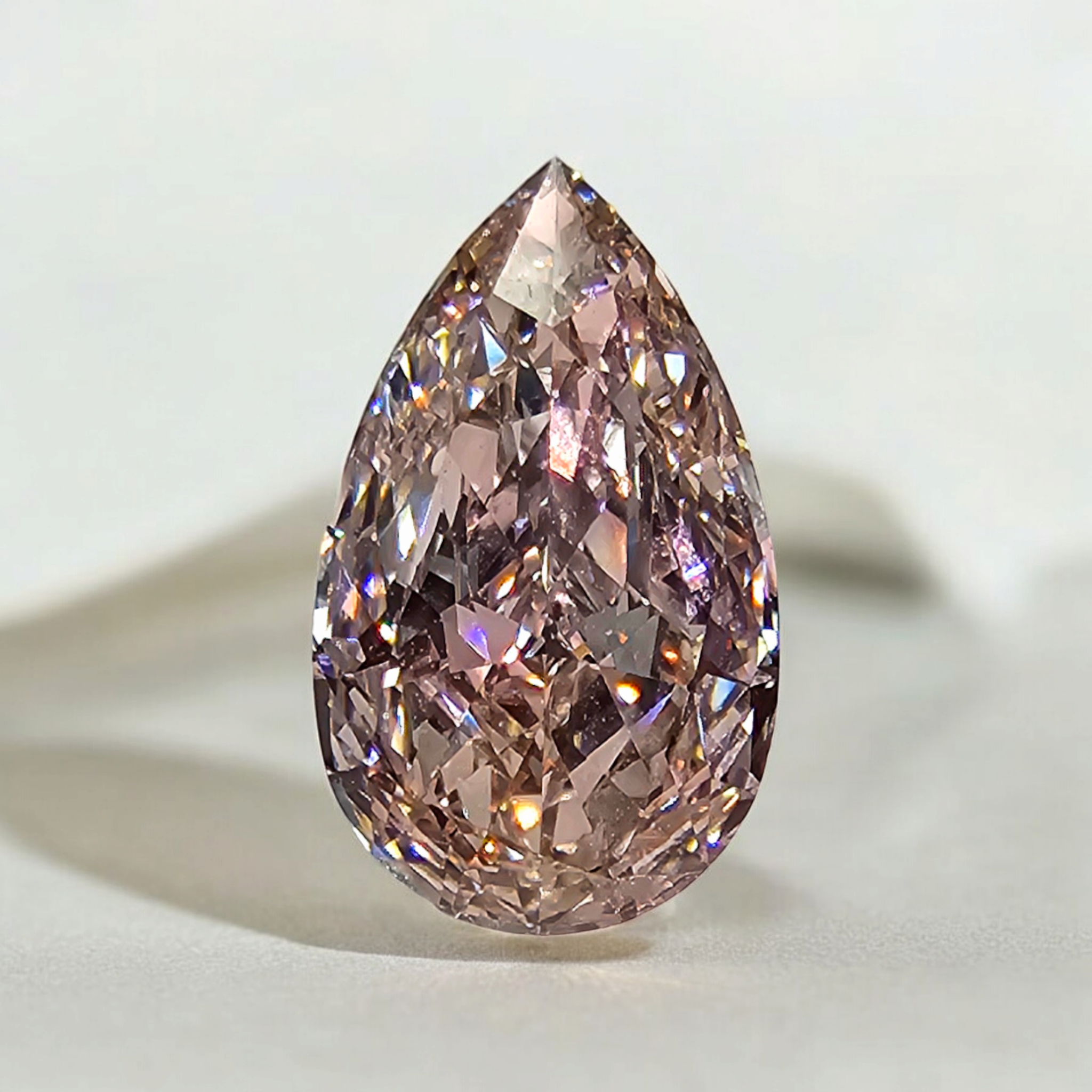 1.01ct Light Brown-Pink Pear Cut Diamond – Rare Colors