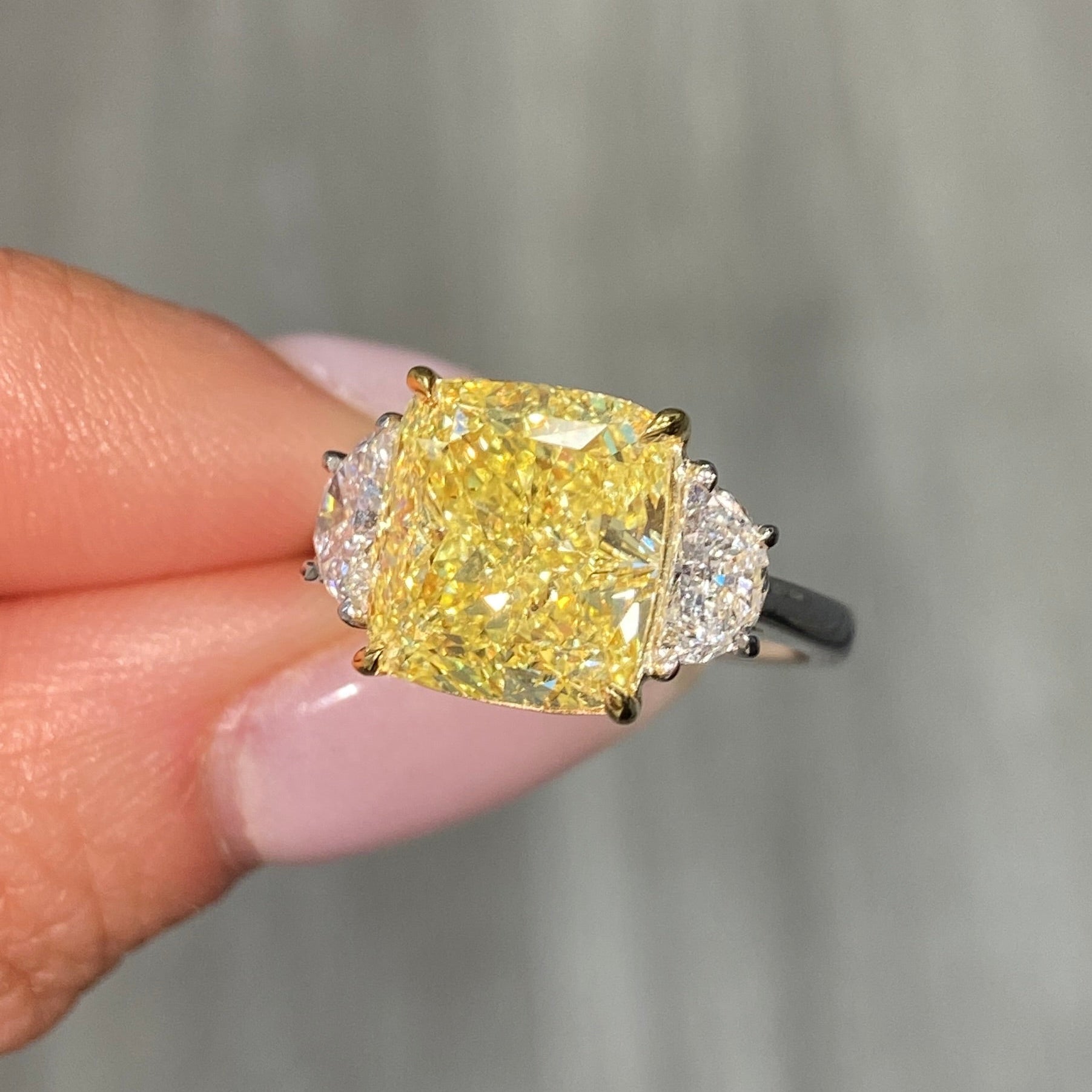 6ct Fancy Yellow Cushion Diamond Engagement Ring – Rare Colors