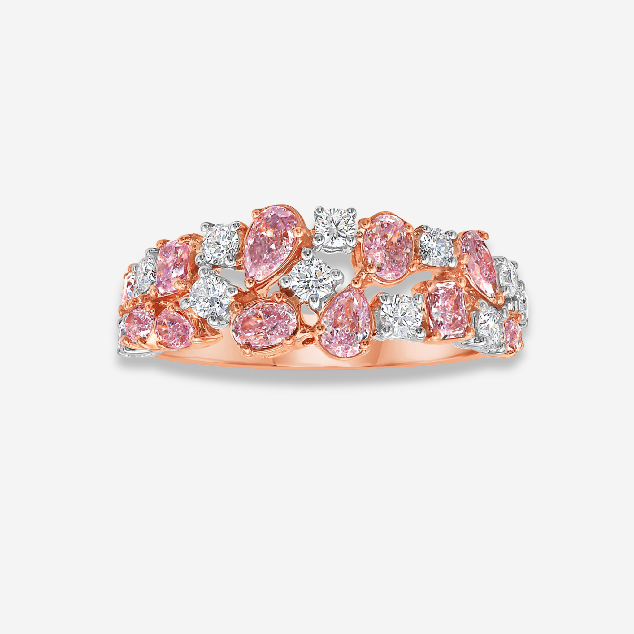 Pink and White Diamond Half Eternity Ring – Rare Colors