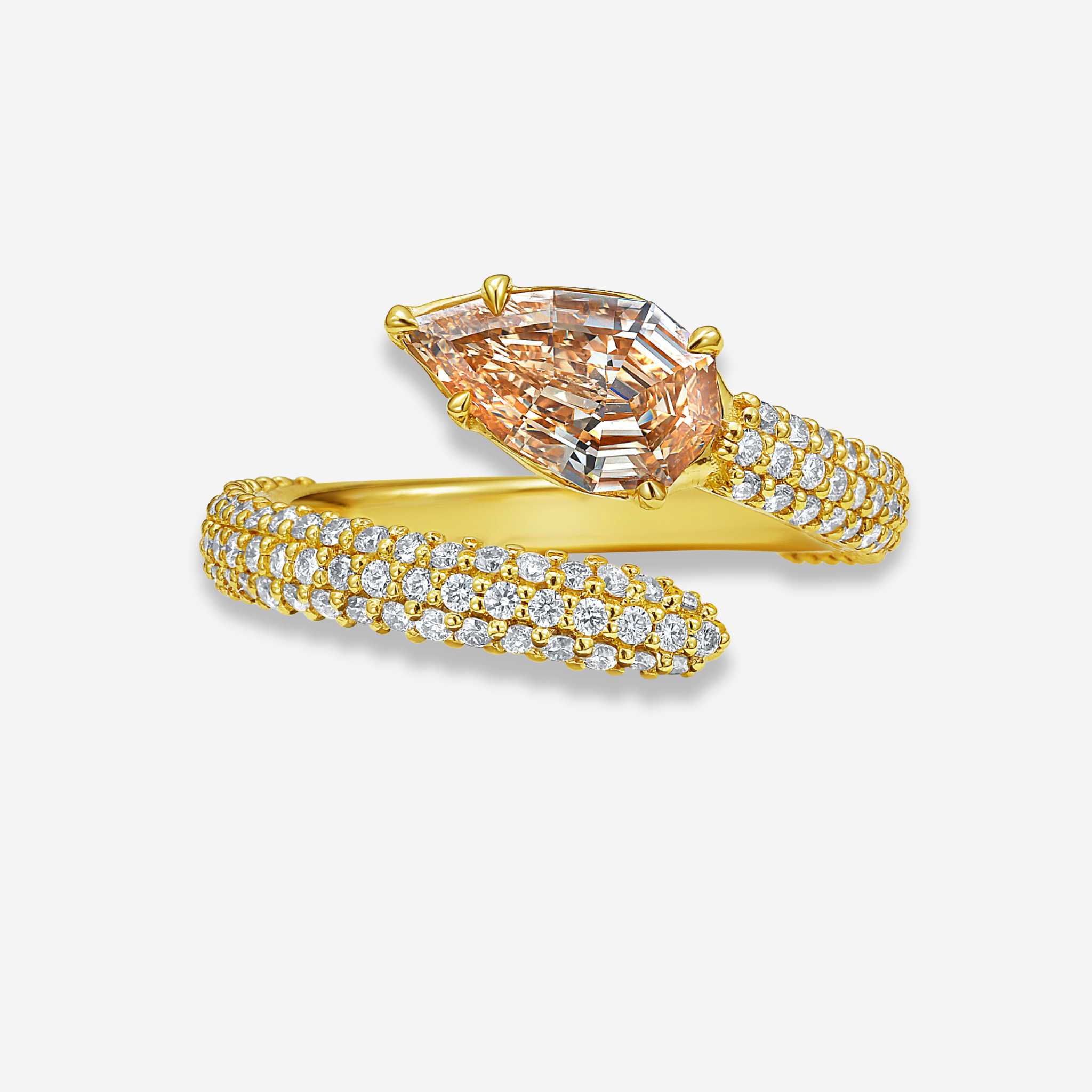 Champagne Diamond Pavé Spiral Ring – Rare Colors