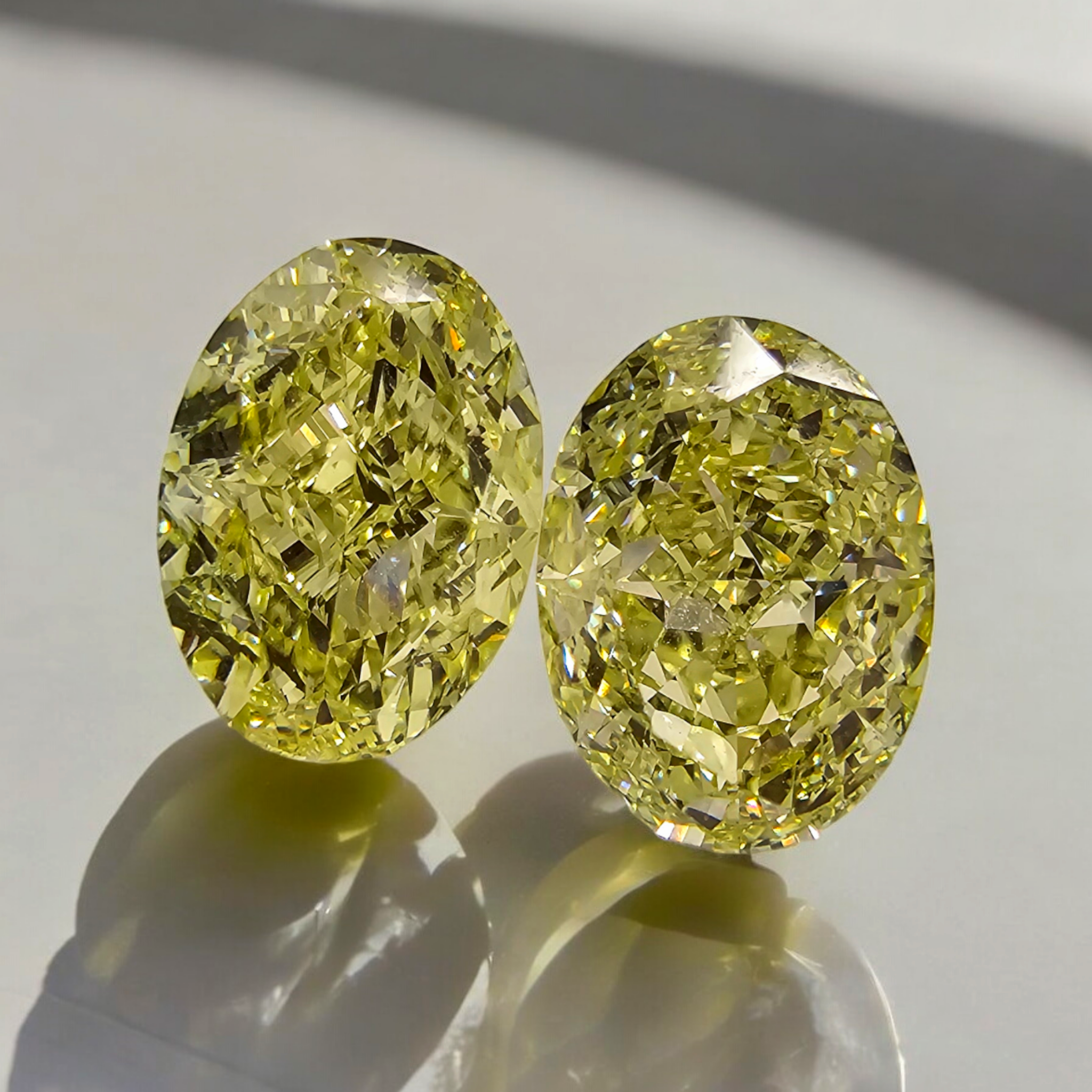 2ct Each Fancy Light Yellow Oval Cut Diamonds – Rare Colors